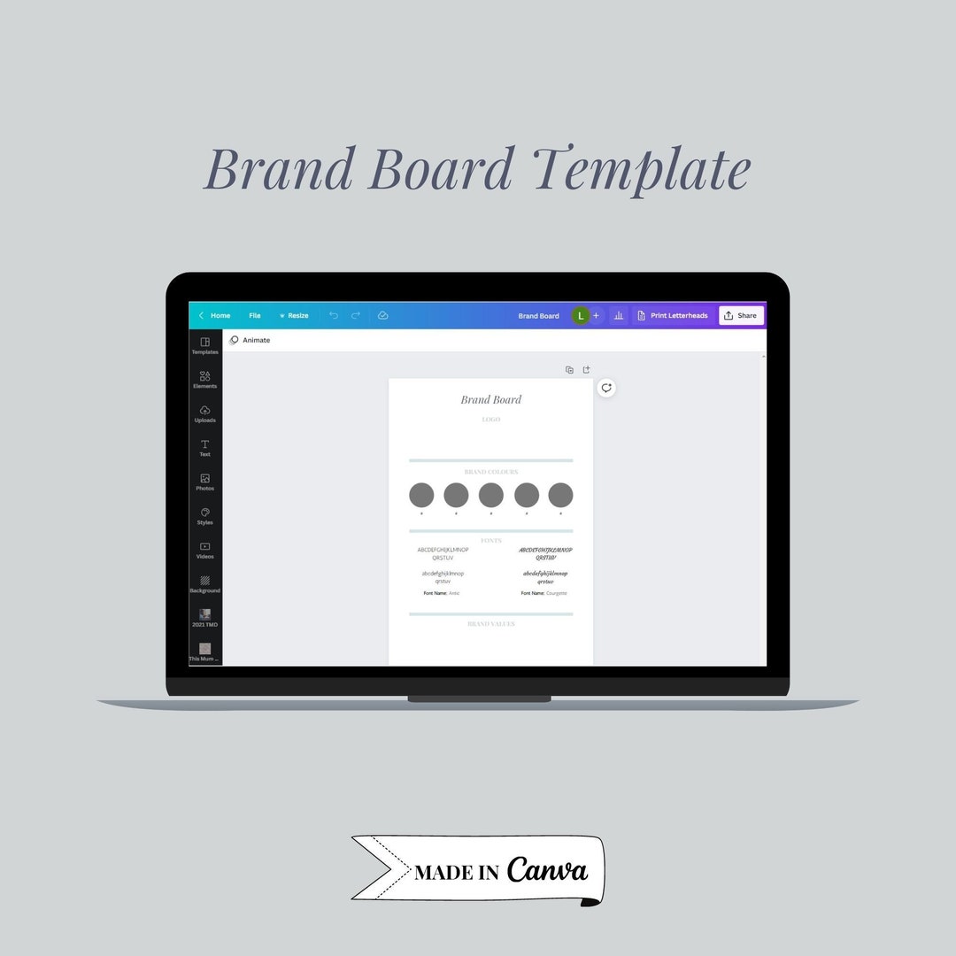 Brand Board Template for New Businesses to Create Their Branding ...