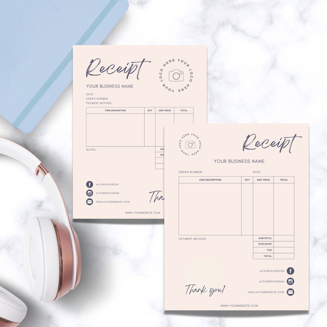 Invoice Editable Template | Order Form | Cash Receipts | Minimalist ...