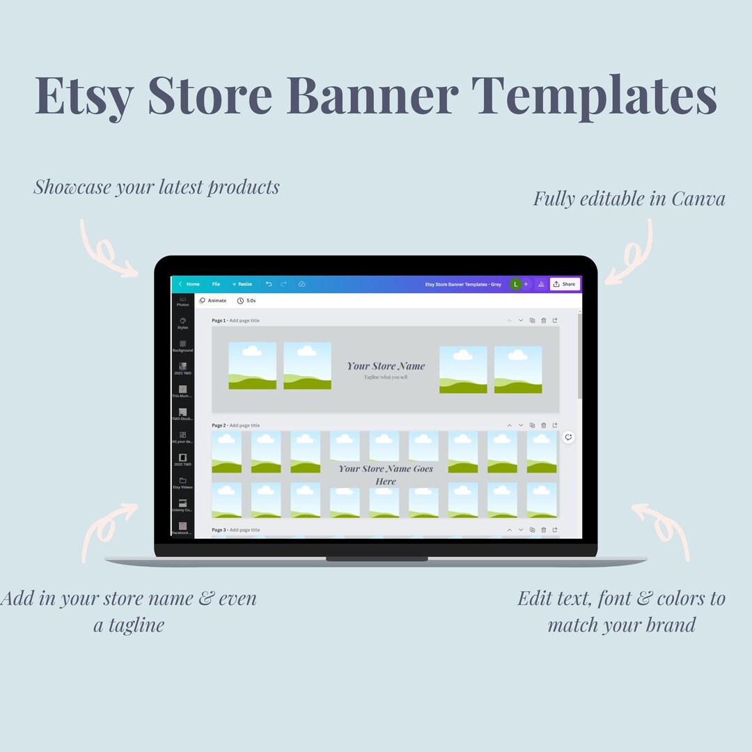 Etsy Store Banner Canva Templates | Fully Customizable Etsy Shop Banner ...