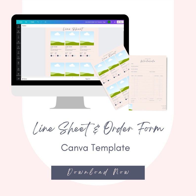 Line Sheet and Order Form Canva | Product Sales Sheet | Pricing Book ...