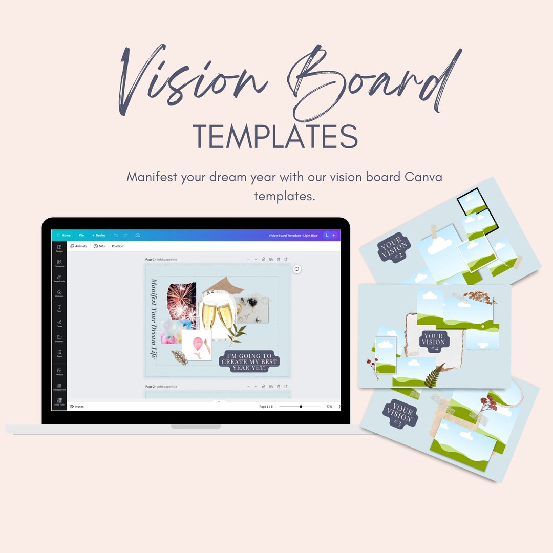 Vision Board 2023 | Vision Board Template | Mood Board | Digital ...
