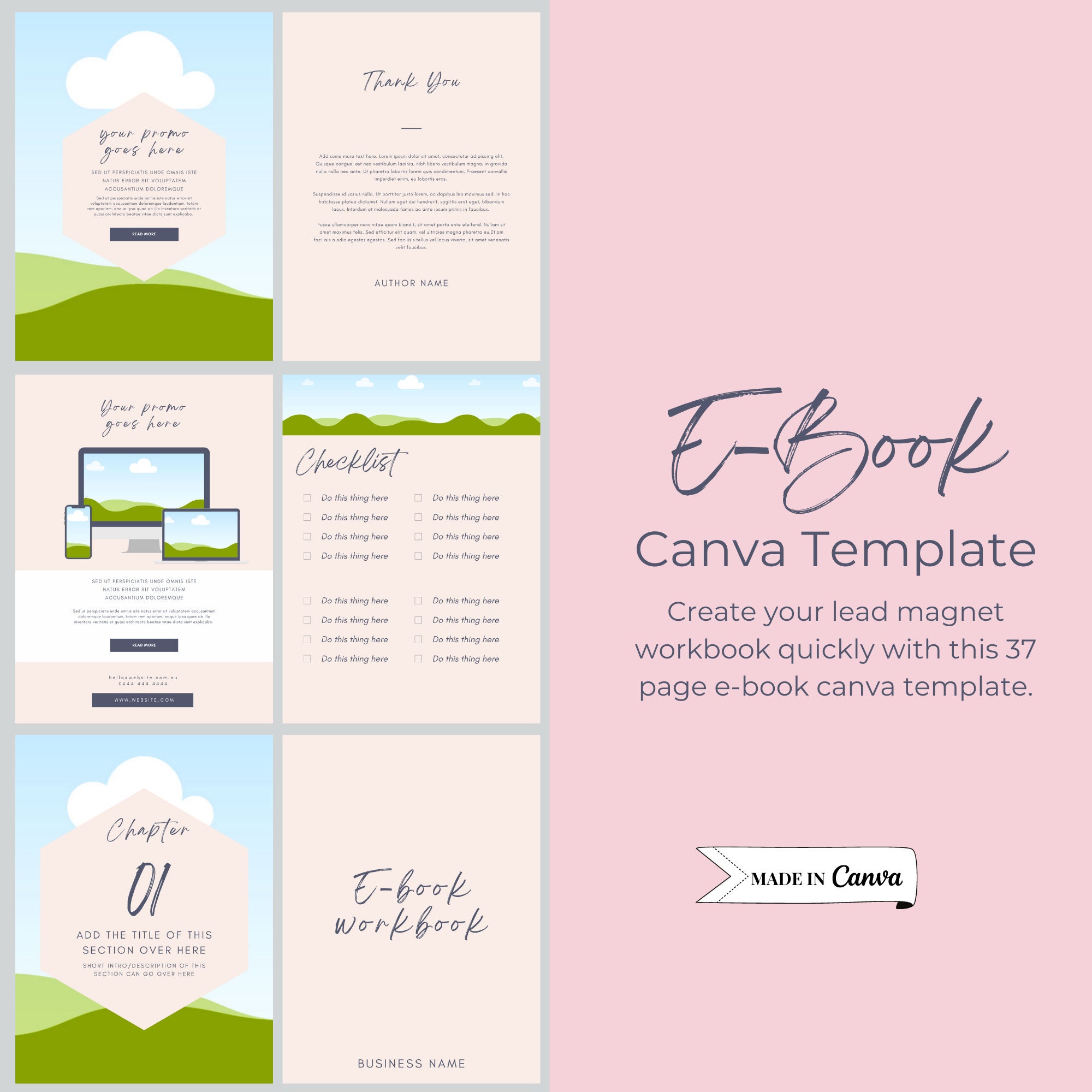 Ebook Template Canva Simple | Workbook Template, Lead Magnet Template ...