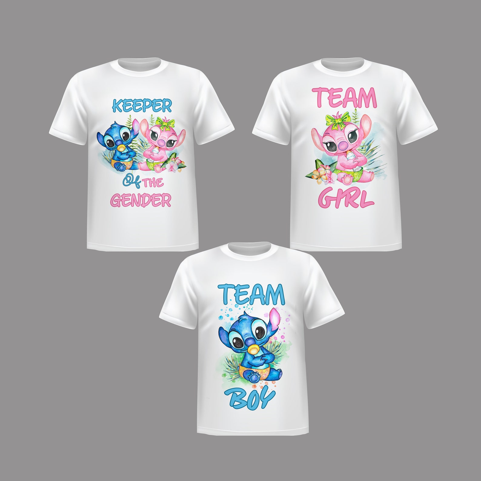 Stitch And Angel Gender Reveal Shirts