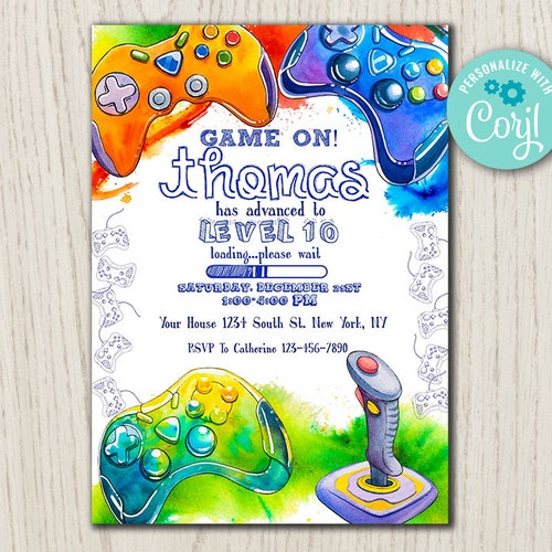 Editable Video Game Invitation Gaming Party Invitation | Etsy