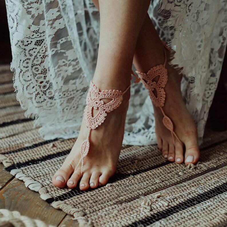 Crochet Barefoot Sandals, Ocean Wedding Accessory, Soleless Shoes ...