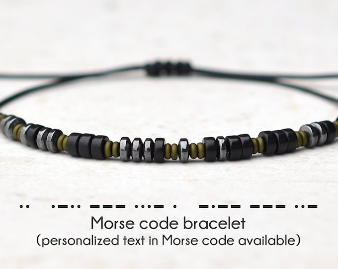 Personalized Morse Code Bracelet Men, Custom Gift for Men, Handmade Jewelry, Bracelet With ...