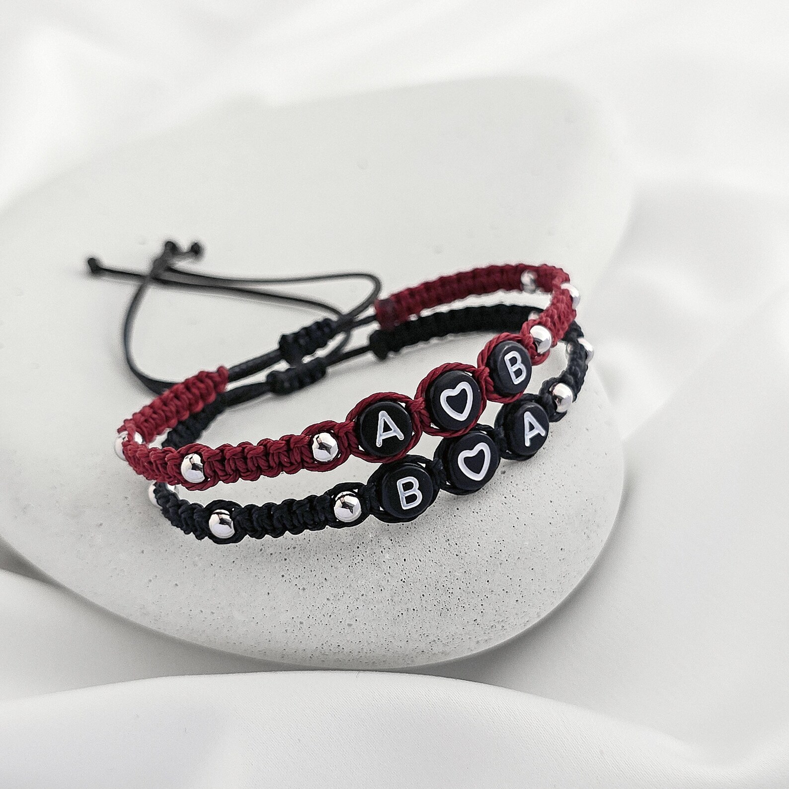 Personalized Couples Bracelet Set, His Her Initial Bracelet, Custom ...