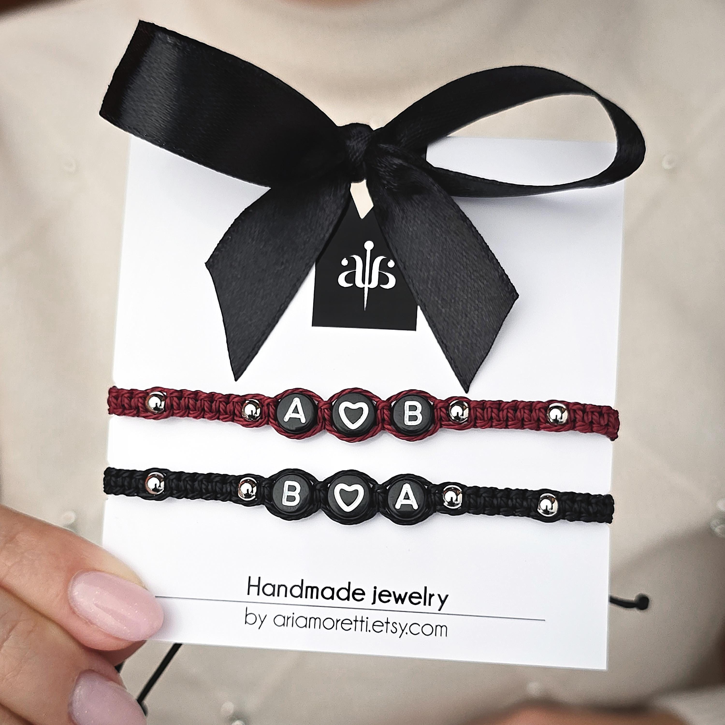 Personalized Couples Bracelet Set, His Her Initial Bracelet, Custom ...