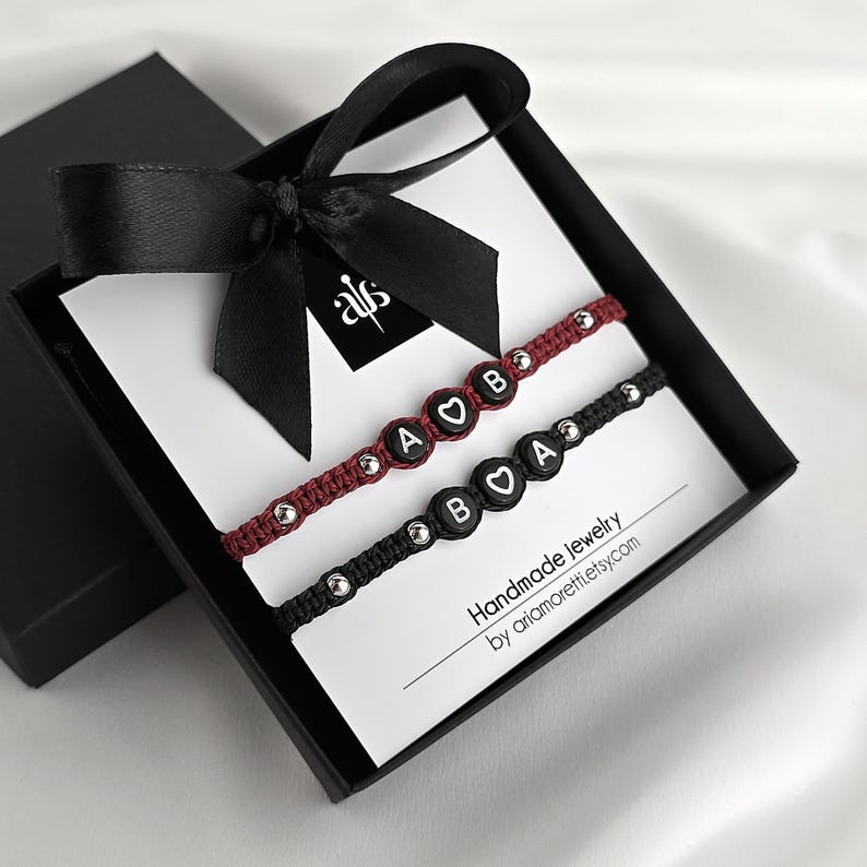 Personalized Couples Bracelet Set, His Her Initial Bracelet, Custom ...