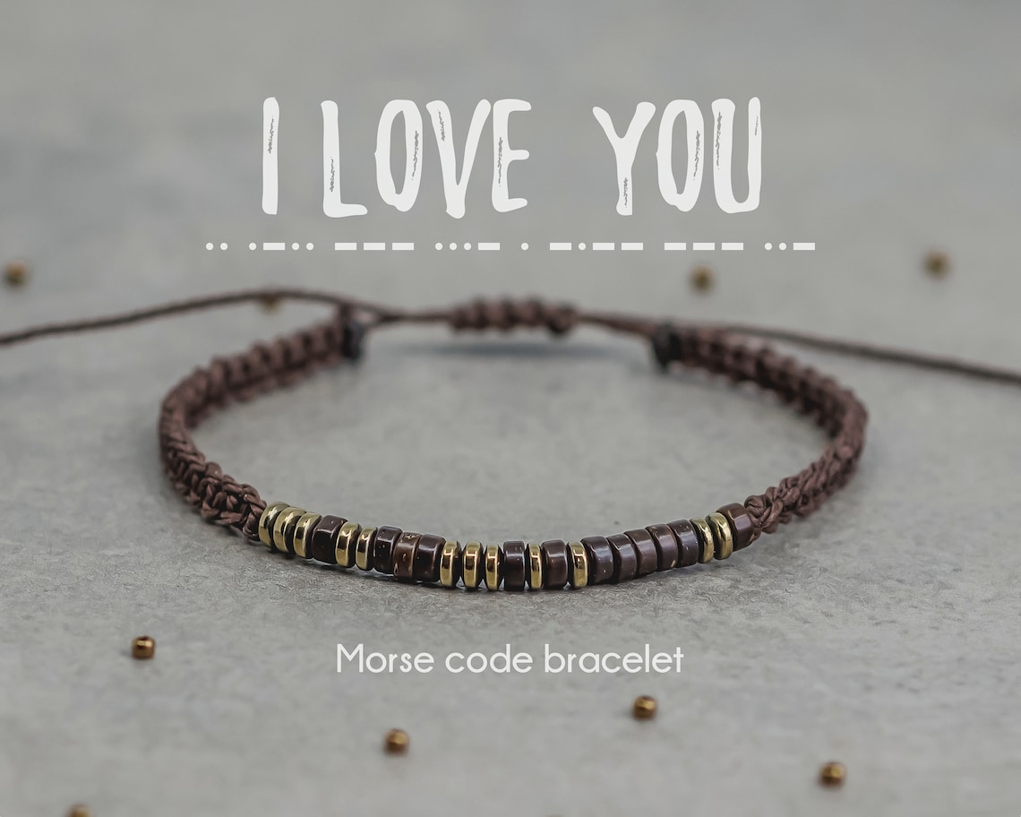 Morse Code Bracelet I Love You Personalized Mens Bracelet - Etsy