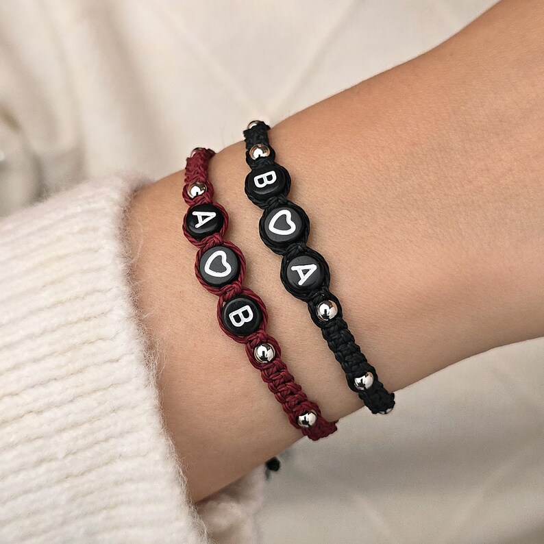 Personalized Couples Bracelet Set, His Her Initial Bracelet, Custom ...