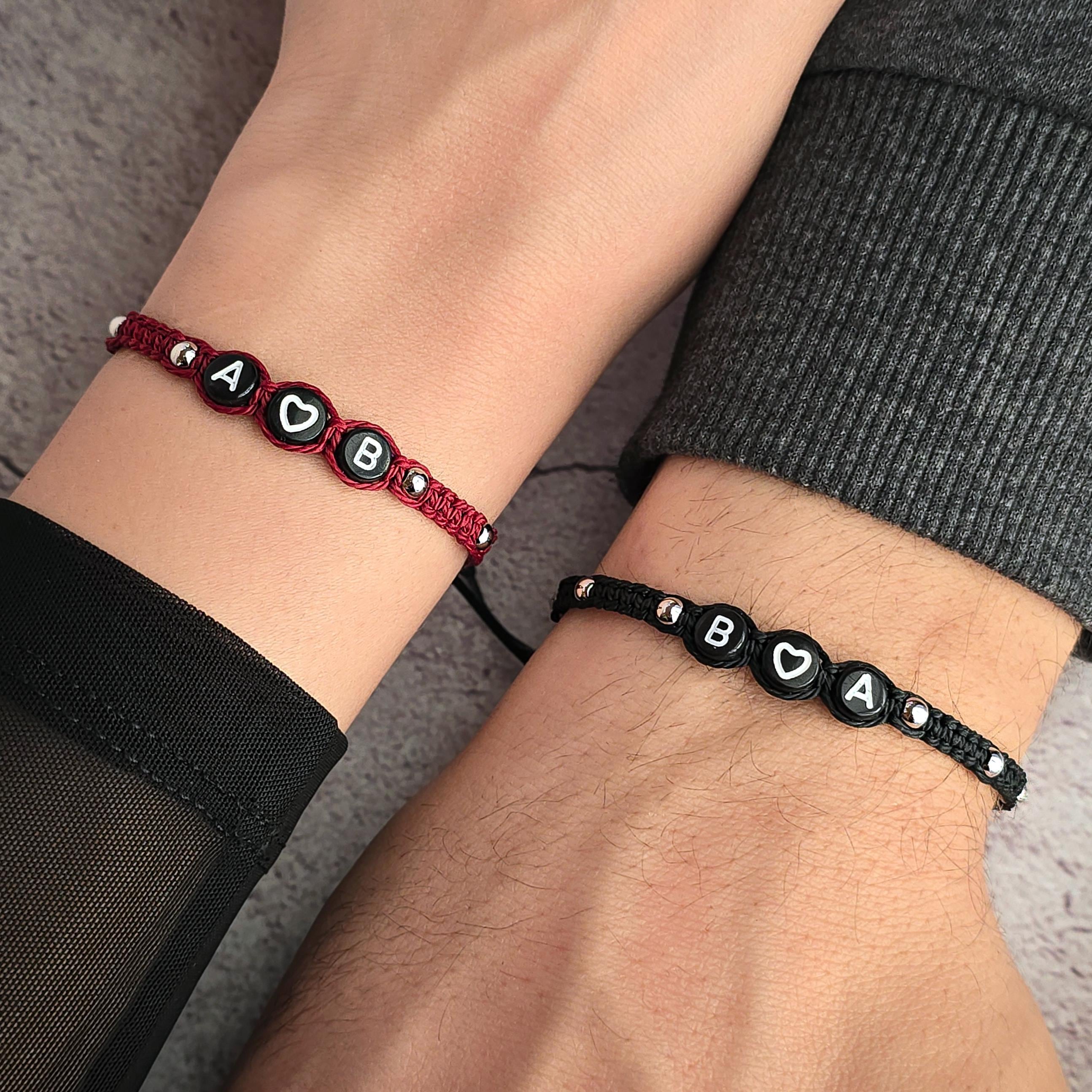 Personalized Couples Bracelet Set, His Her Initial Bracelet, Custom ...