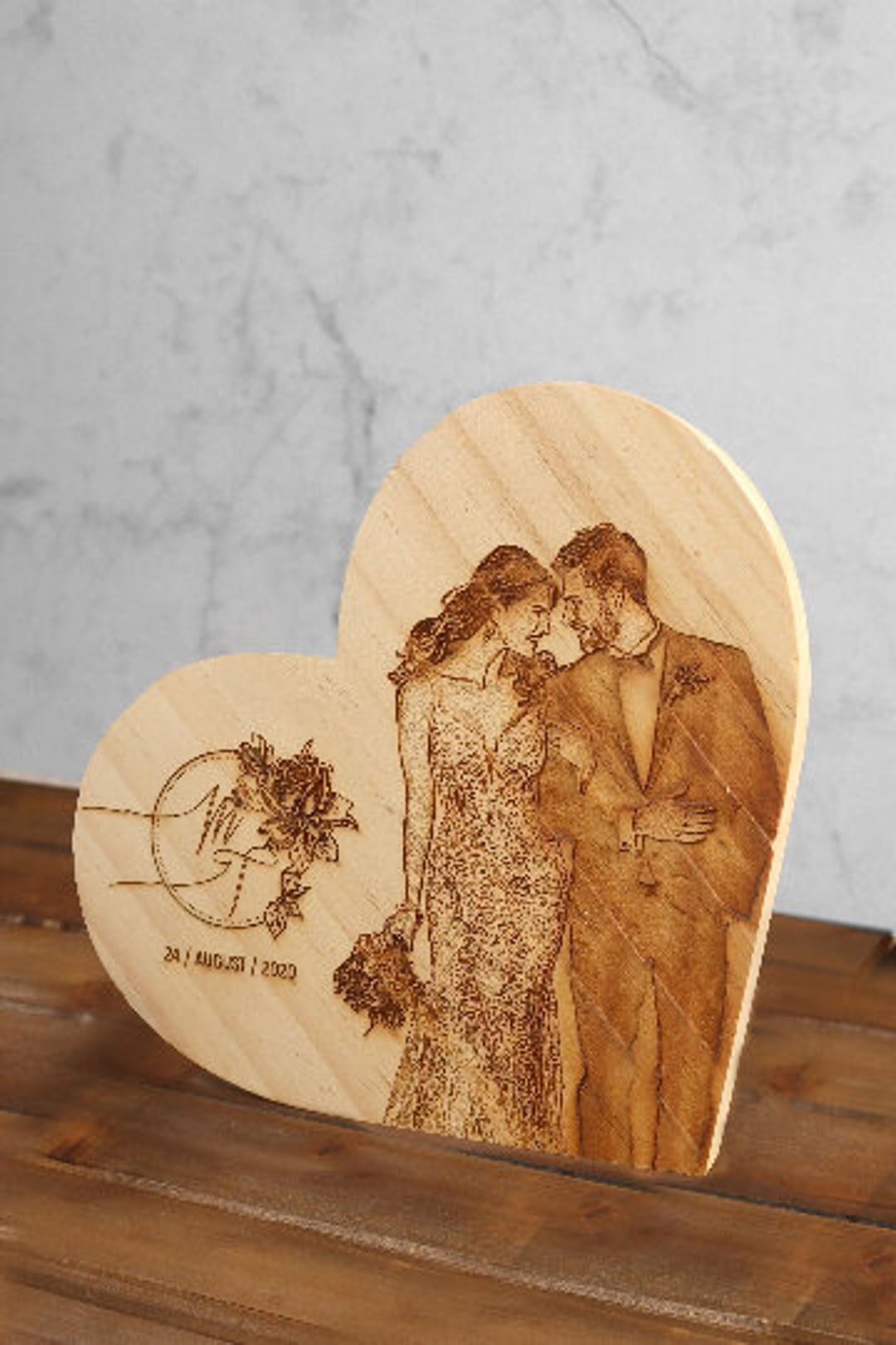 Personalized Wood Block Photo Engraved Wood Block Wedding - Etsy