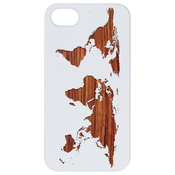 Wood Wooden World Map Phone Case - Etsy