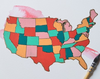 Paintable Usa Map - Etsy