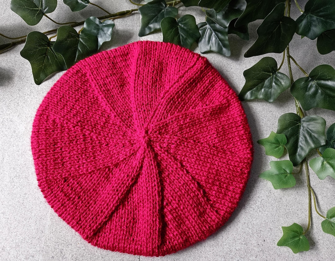 Bright Red Aran Beret: Hand Knitted, Vintage Style Acrylic Hat - Etsy
