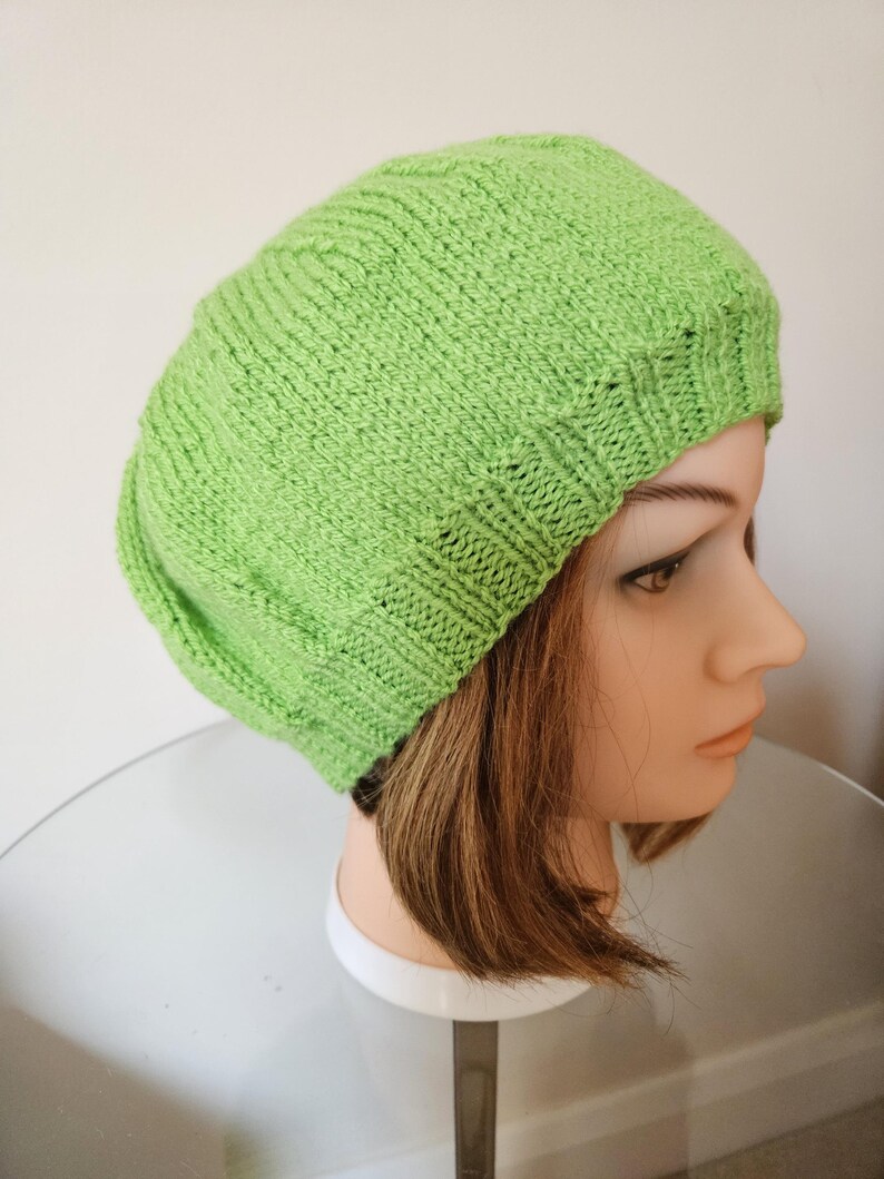 Bright Green Beret: Hand Knitted, Vintage Style, Acrylic - Etsy UK
