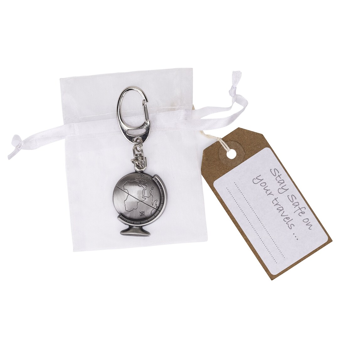Globe Design Metal Keyring With Gift Tag - Etsy