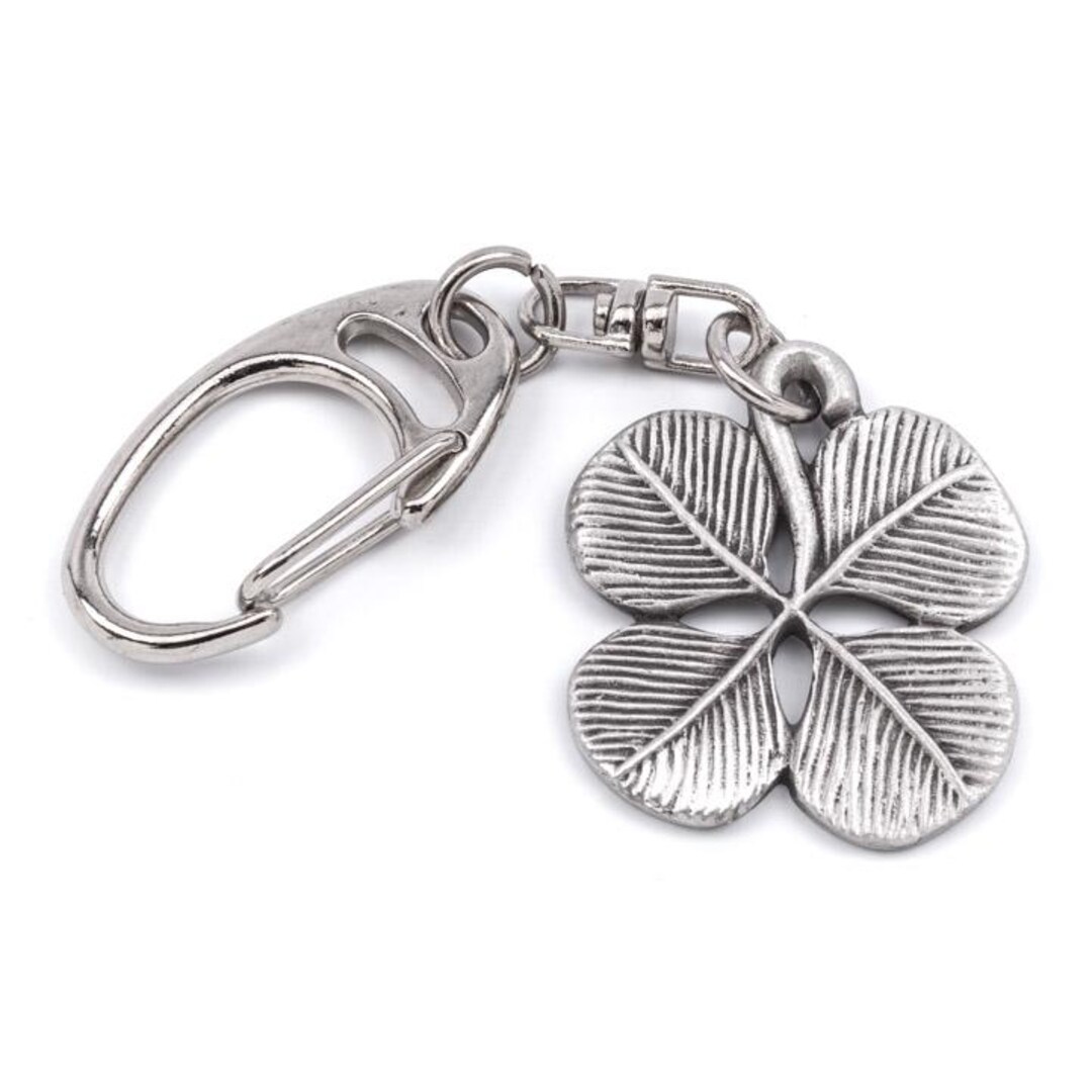 Pewter Shamrock Keyring: Lucky Four Leaf Clover Gift - Etsy