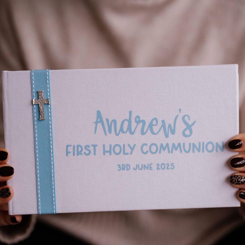 Personalized First Holy Communion Photo Album: Blue/pink, Holds 40 ...