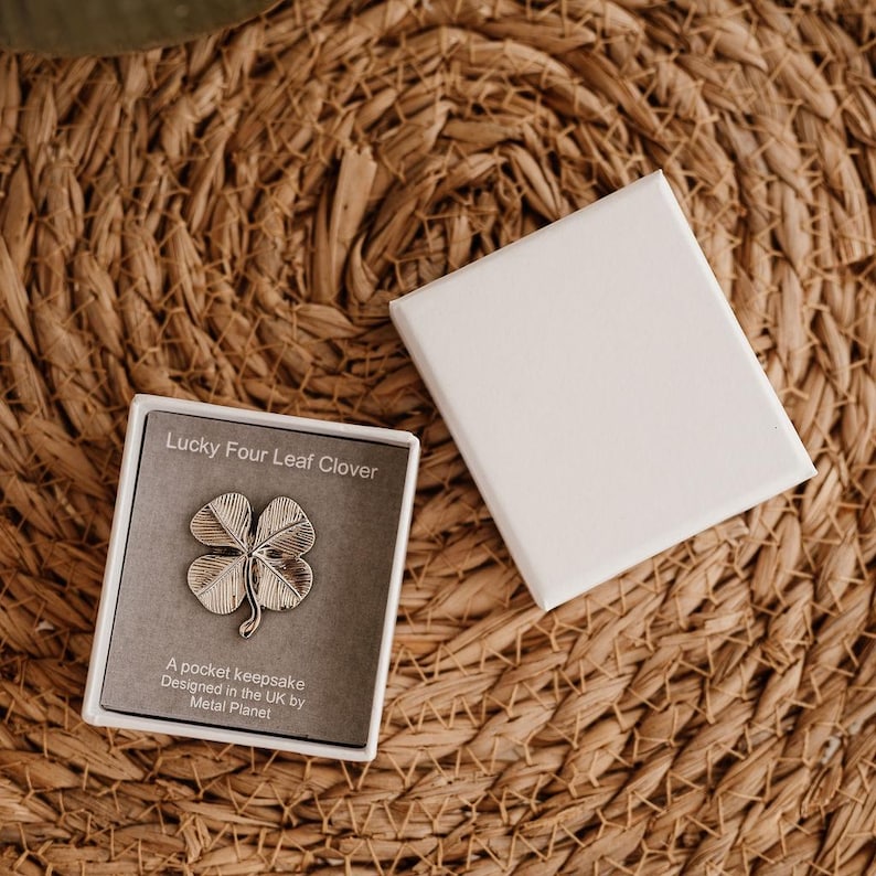 Lucky Four Leaf Clover Pewter Token - Pocket Keepsake - Etsy