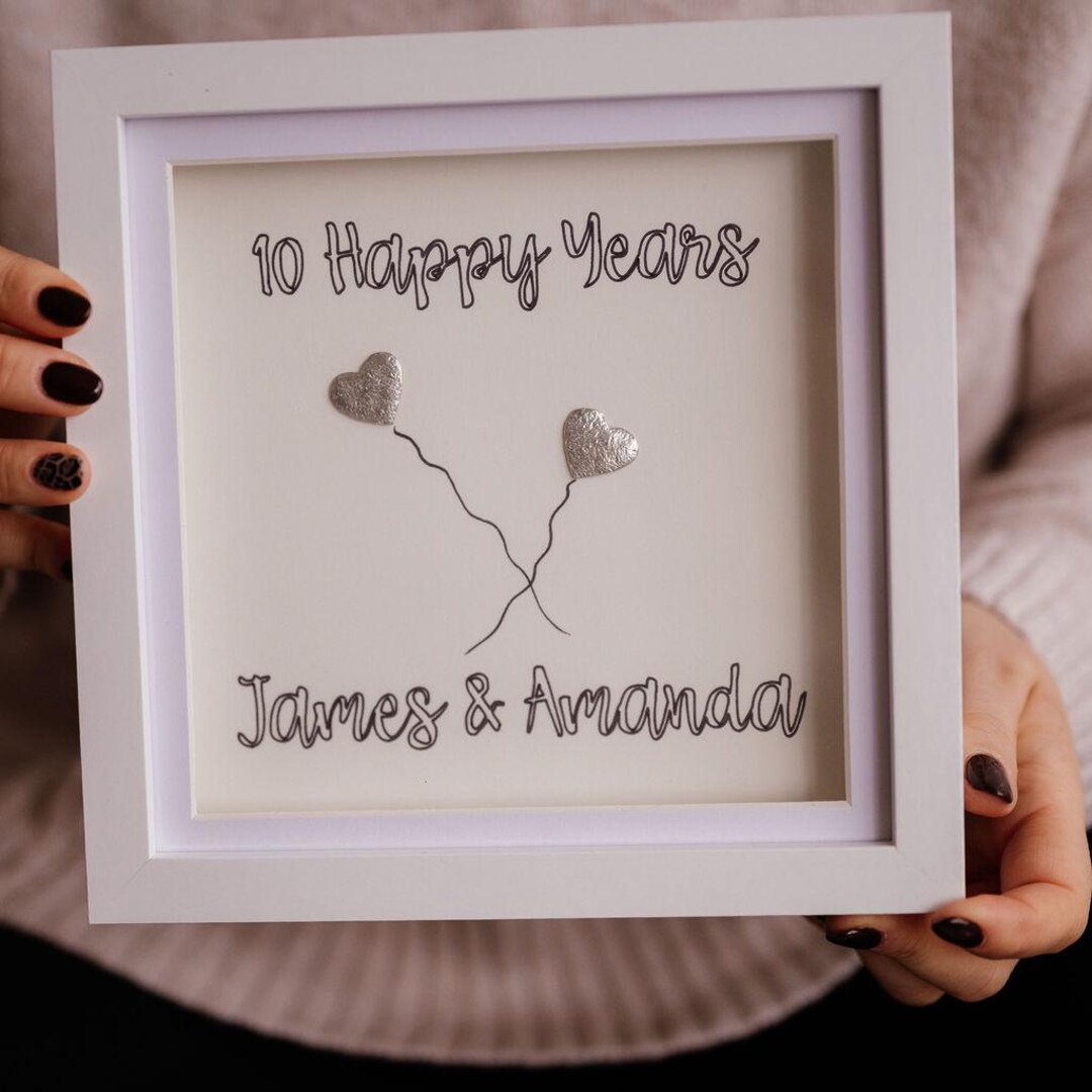 Personalised 10 Years (tin Anniversary) Framed Gift or Greeting Card ...
