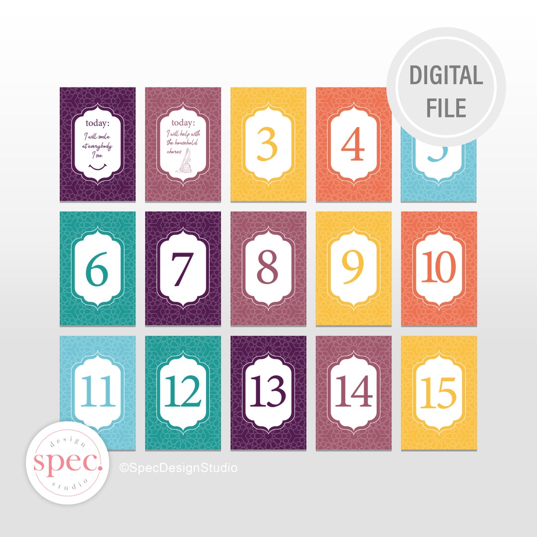 Ramadan Countdown Activities DIY Calendar Digital Printable Download ...
