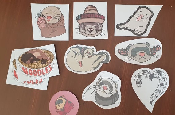Cute Ferret Sticker Pack of 10 - Etsy