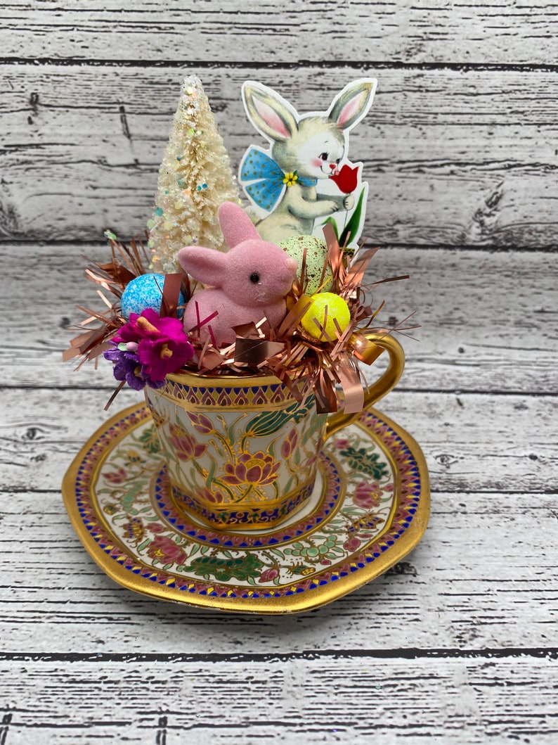 Hand Painted Teacup Saucer Easter Accent - Etsy