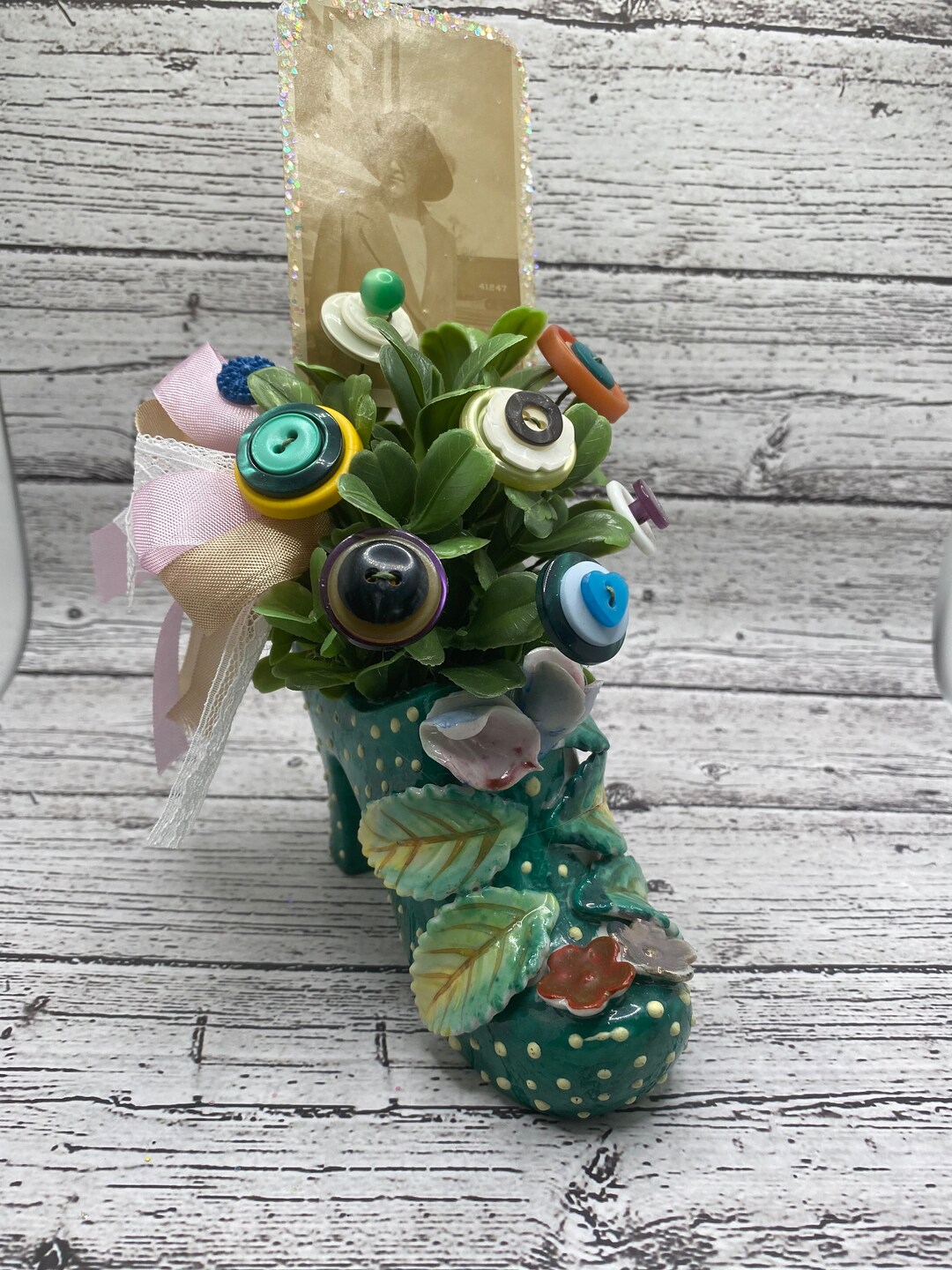 Vintage Japanese High Heel Button Flower Accent - Etsy