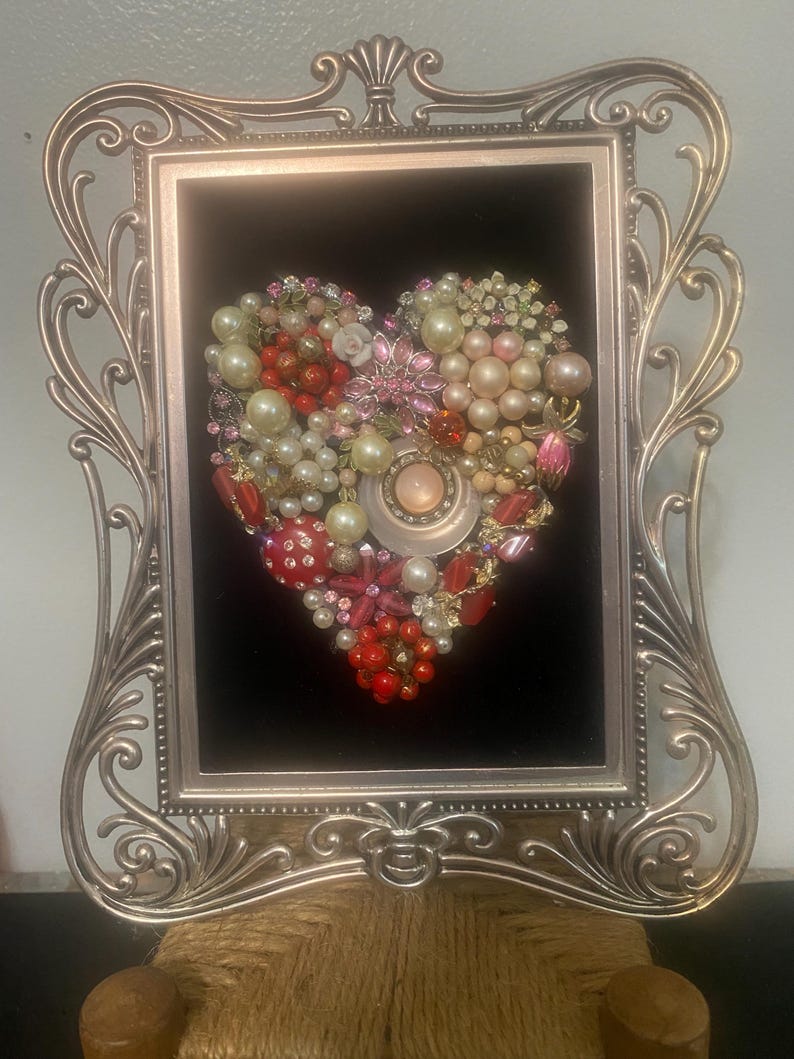 Vintage Jewelry Framed Heart Art Decor - Etsy