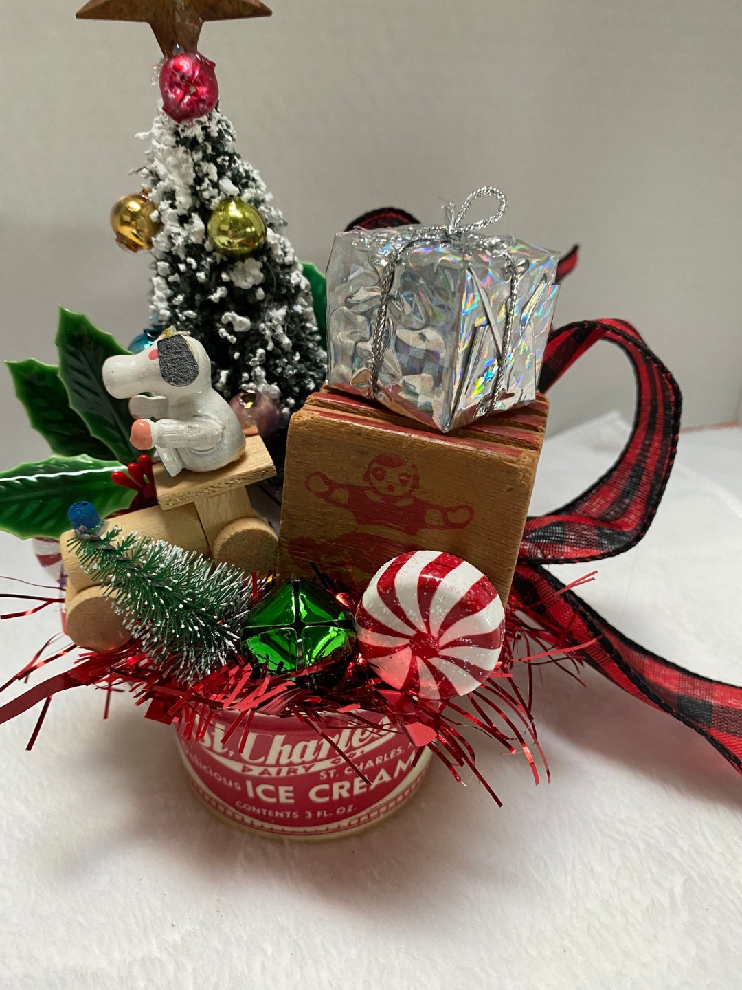 Vintage Christmas Ice Cream Cup Assemblage - Etsy