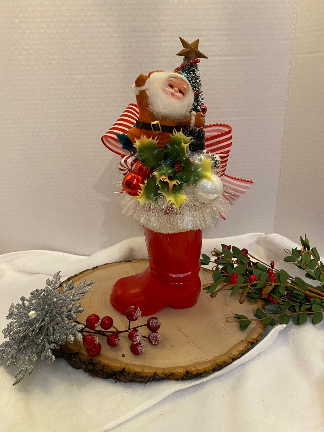 Vintage Plastic Santa Boot - Etsy