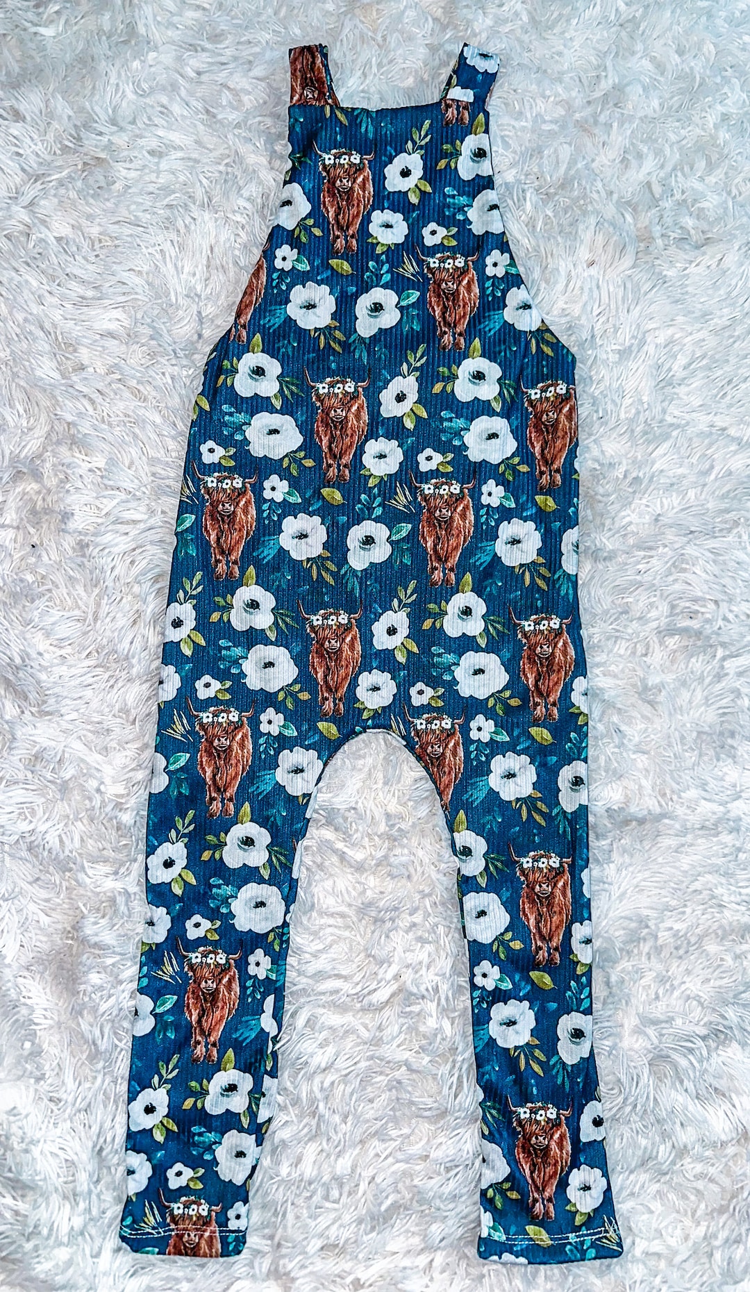 Navy Highland Floral Cross Back Overalls - Etsy