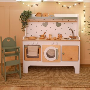 Handcrafed Wooden Play Kitchen White and Green Customizable Play Area ...
