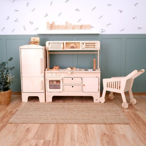Handcrafted Wooden Play Kitchen With Hood, Microwave, and Drawers - Etsy