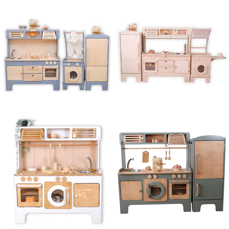 Handcrafted Wooden Play Kitchen: Walnut, Customizable - Etsy