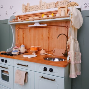 Vintage Toy Kitchen Pretend Play | Customizable Wooden Play Kitchen and ...
