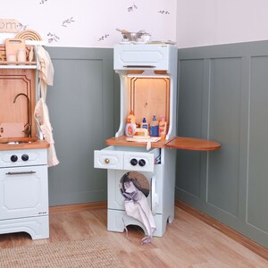 Vintage Toy Kitchen Pretend Play | Customizable Wooden Play Kitchen and ...