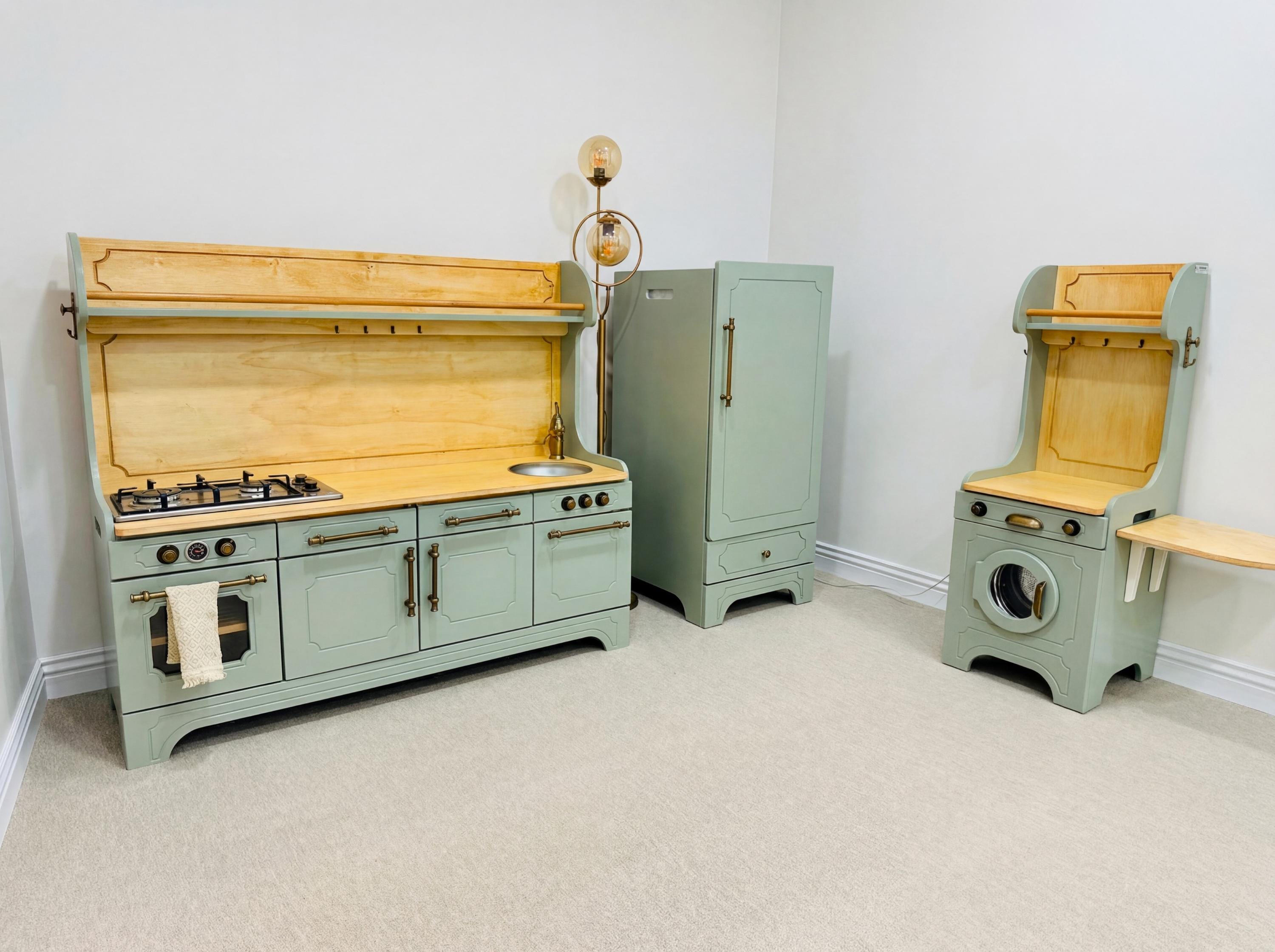 Luxury Wooden Toy Kitchen Set: Pretend Play Kitchen - Etsy