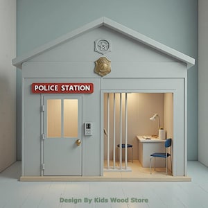 Kids Indoor Playhouse: Custom Wood Play Town - Police Station - Etsy