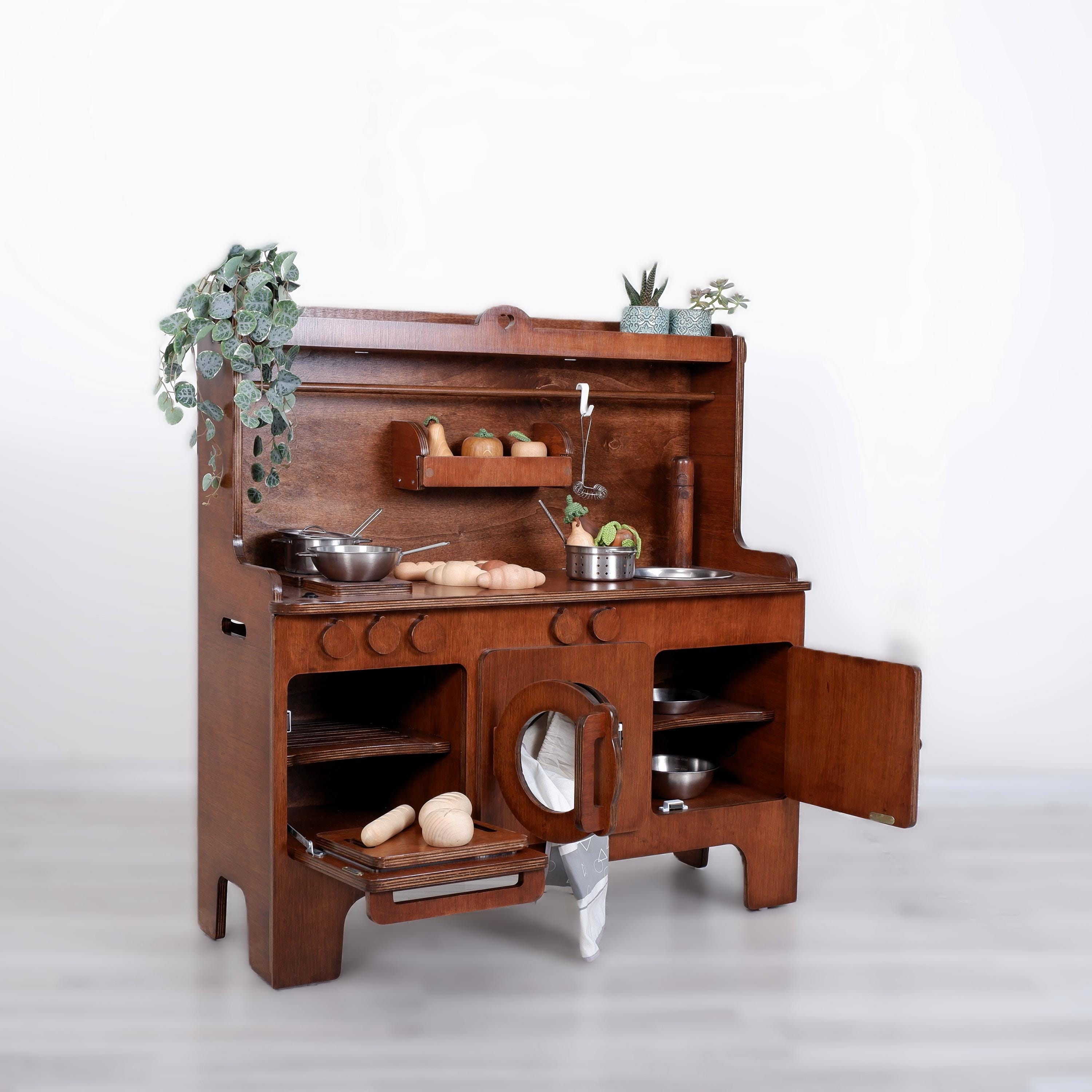Handcrafted Wooden Play Kitchen: Walnut, Customizable - Etsy
