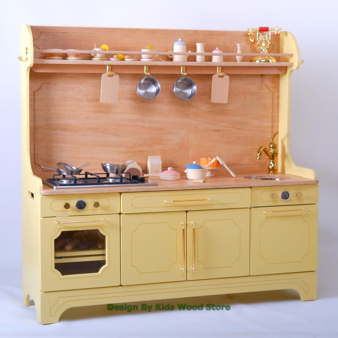 Vintage Wooden Toy Kitchen Set: Pretend Play for Children - Etsy