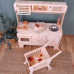 Handcarfted Wooden Play Kitchen With Hood, Microwave and Drawers ...