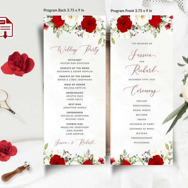 Wedding Program Templates - Etsy