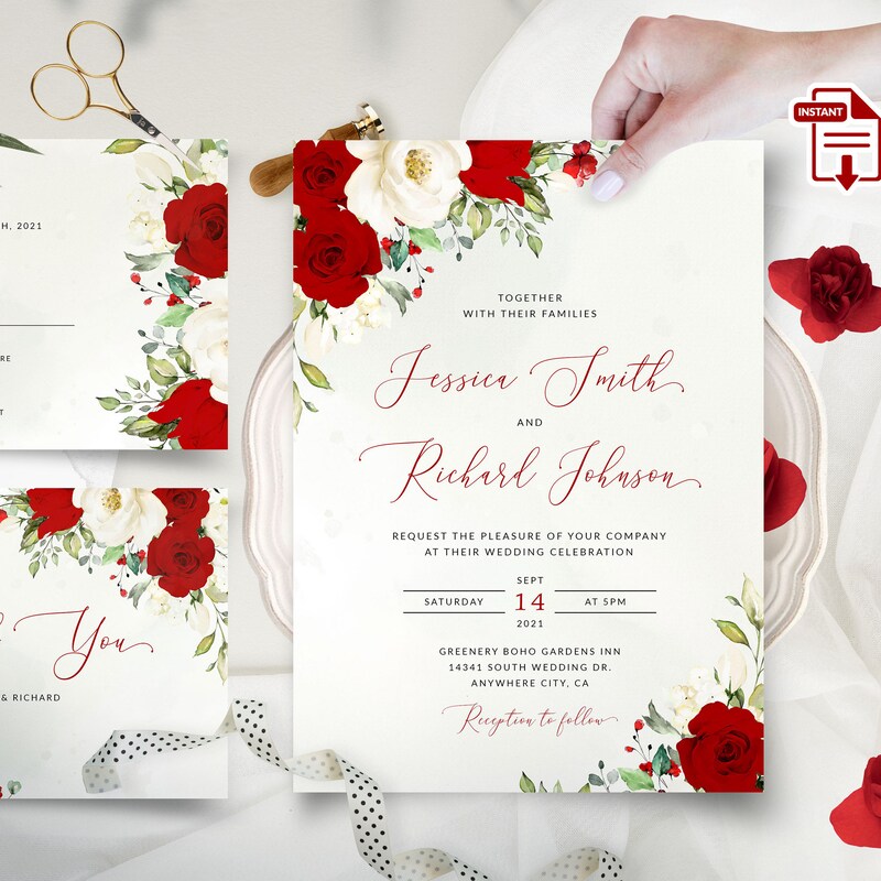 Wedding Invitations Red - Etsy