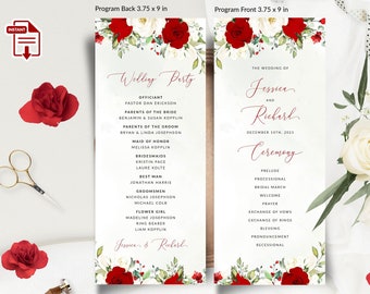 Red Wedding Program - Etsy