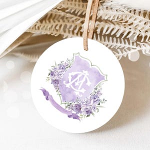 Elegant Boho Purple Geometric Garden Wedding Crest Monogram Crest ...