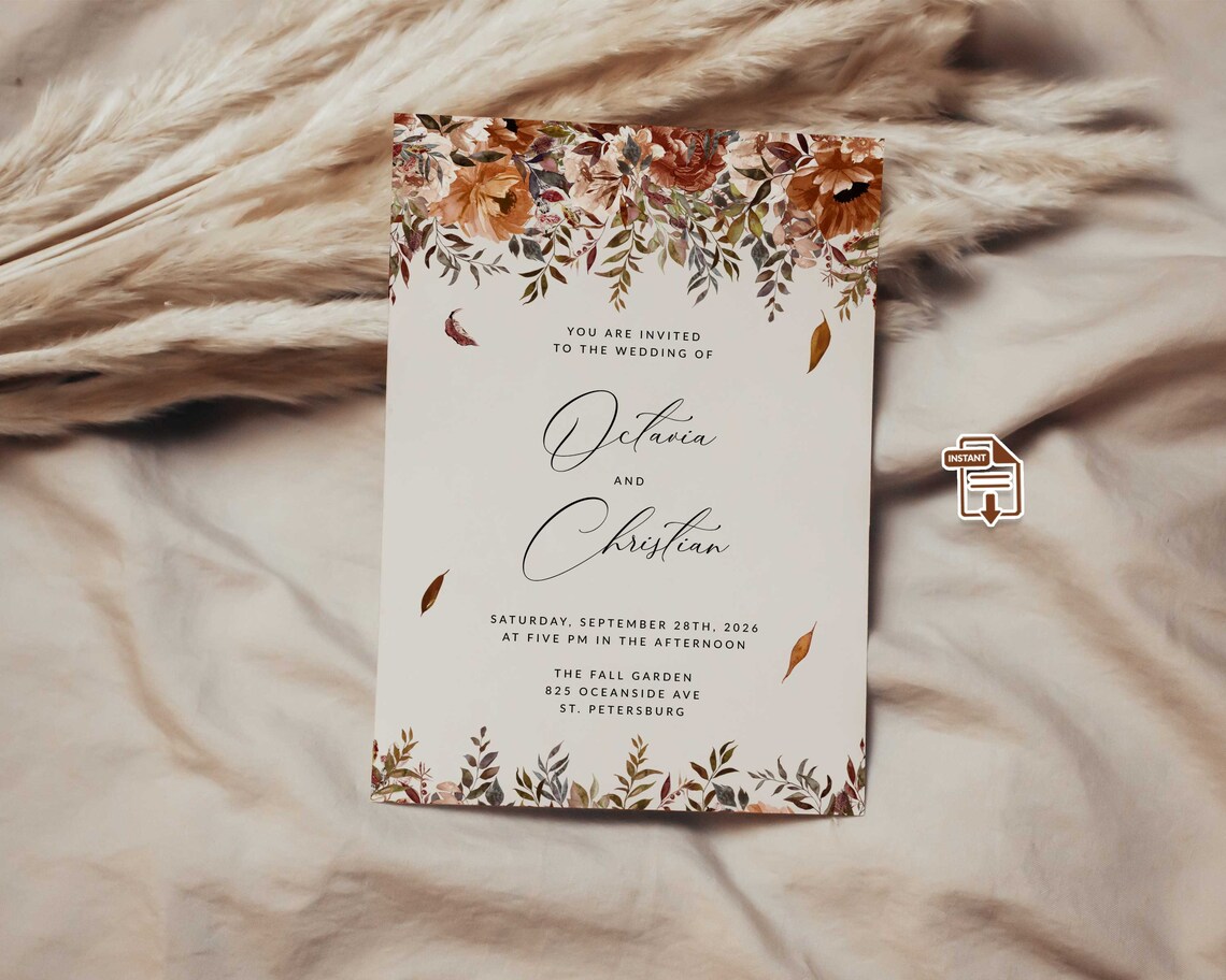 Rustic Fall Wedding Invitation Terracotta Fall Wedding - Etsy