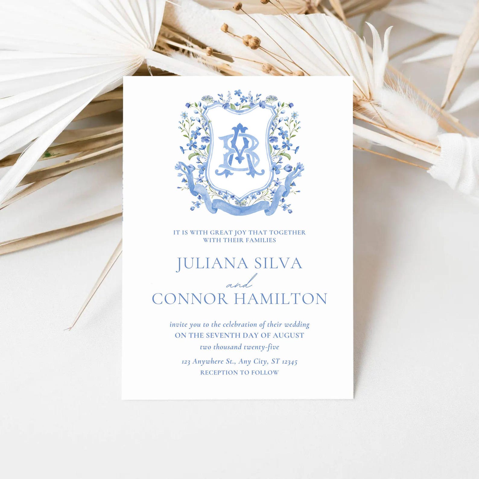 Blue Wildflower Wedding Crest - Monogram Crest - Wildflower Floral ...